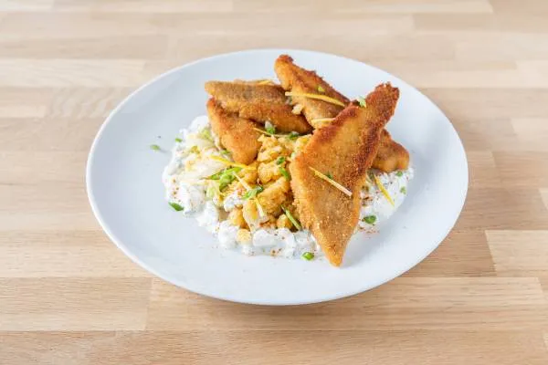 Recette Beignets de colin, lentilles corail et choux chinois