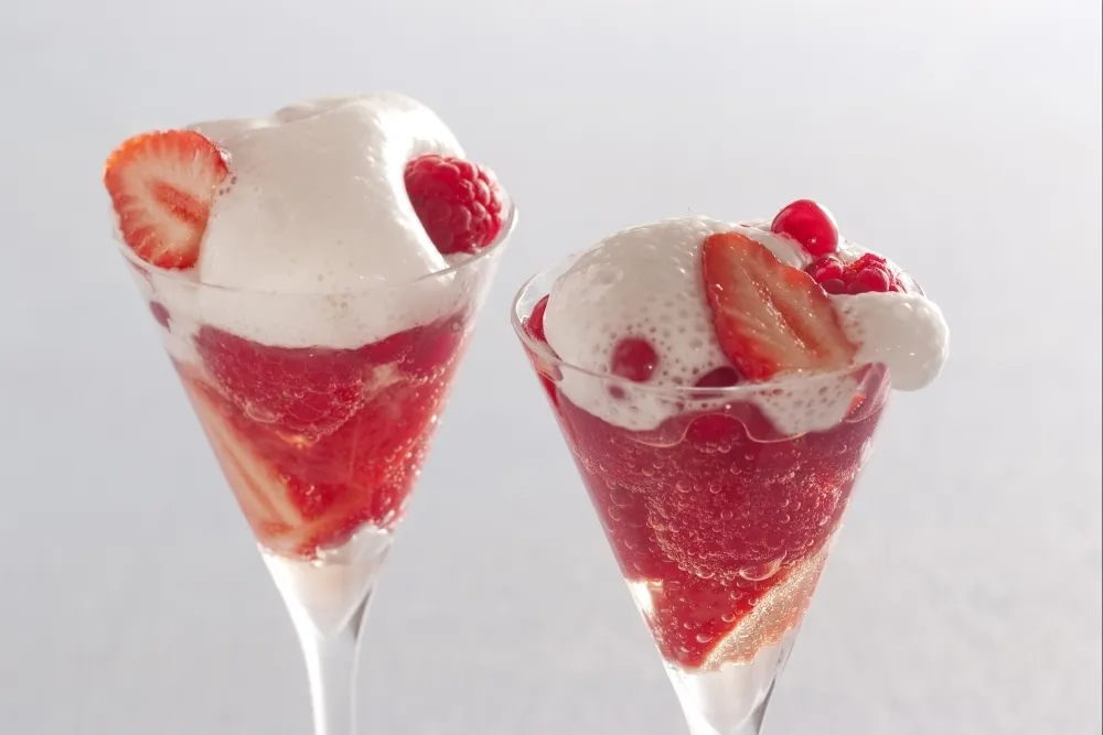 Recette Fruits rouges, émulsion au champagne