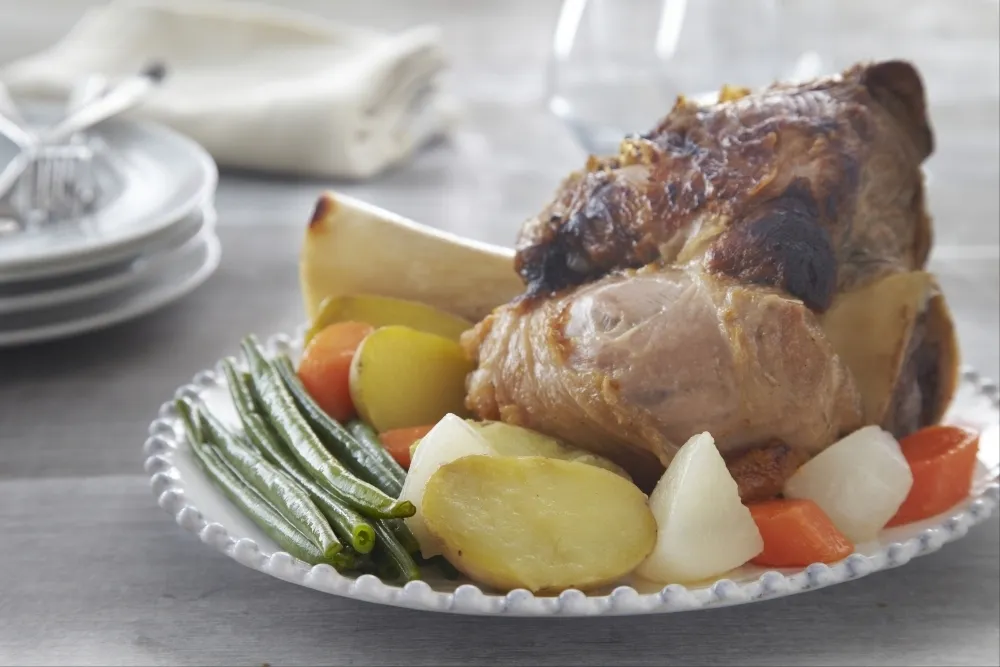 Recette Jarret de veau aux légumes nouveaux cuit à la Cocotte-Minute