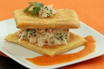 Recette feuillete-au-crabe-coulis-de-tomates-bloody-mary